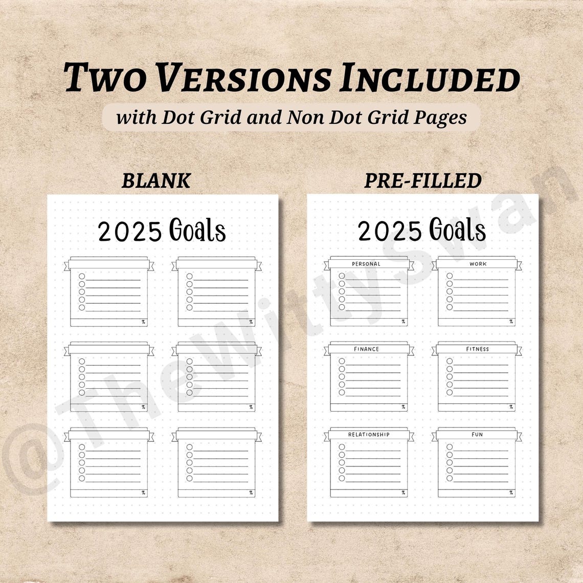 Yearly Goals Tracker Journal Pages Printable 2025 Goals Template Bujo ...