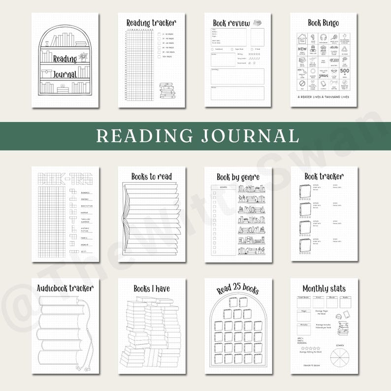 Reading Journal Bundle Printable Reading Planner Book Journal Template ...