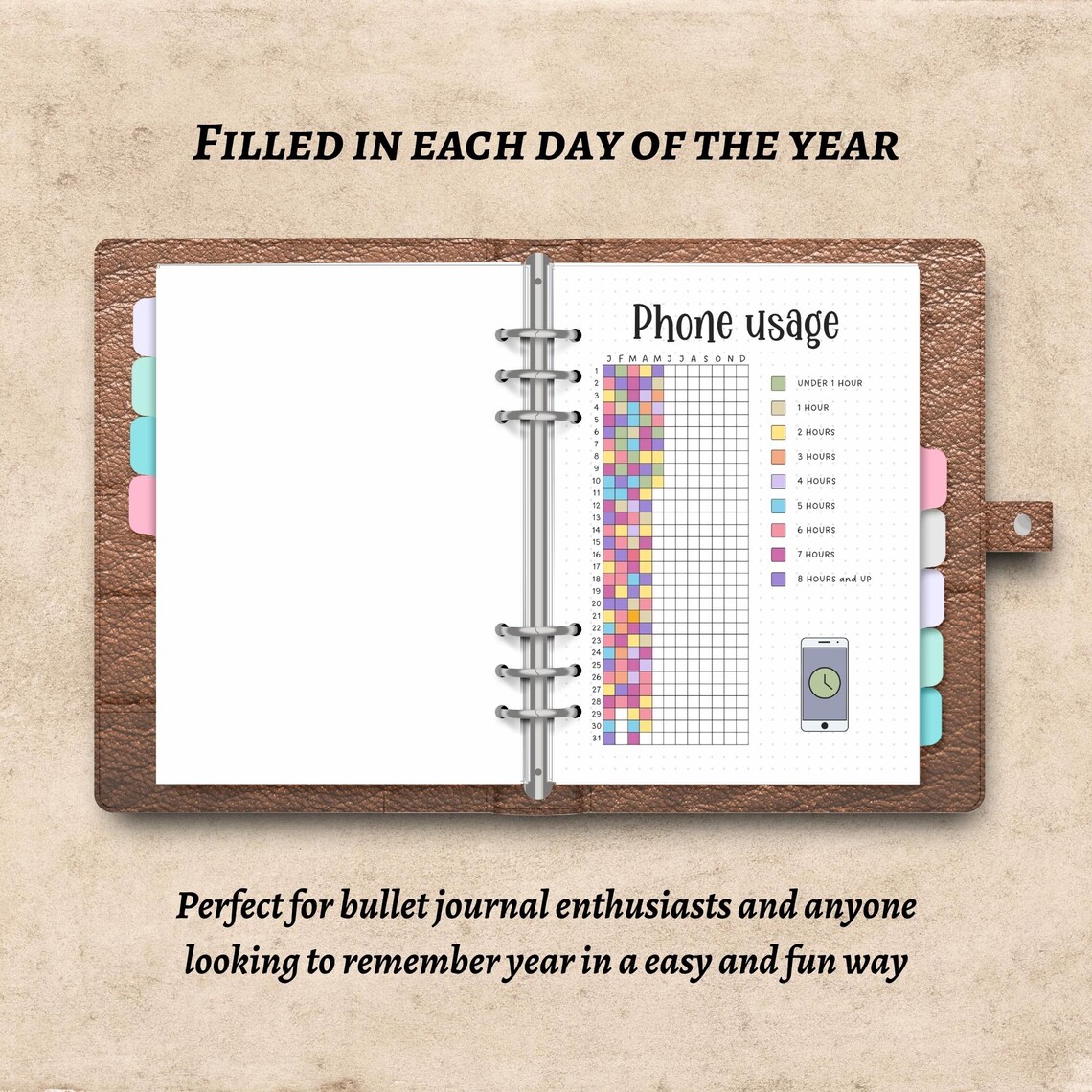 Screen Time Tracker Journal Pages Printable Yearly Tracker Bujo ...