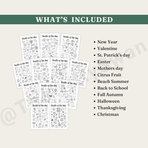 Doodle of the Day Bundle Printable Journal Pages Monthly Doodle of the ...