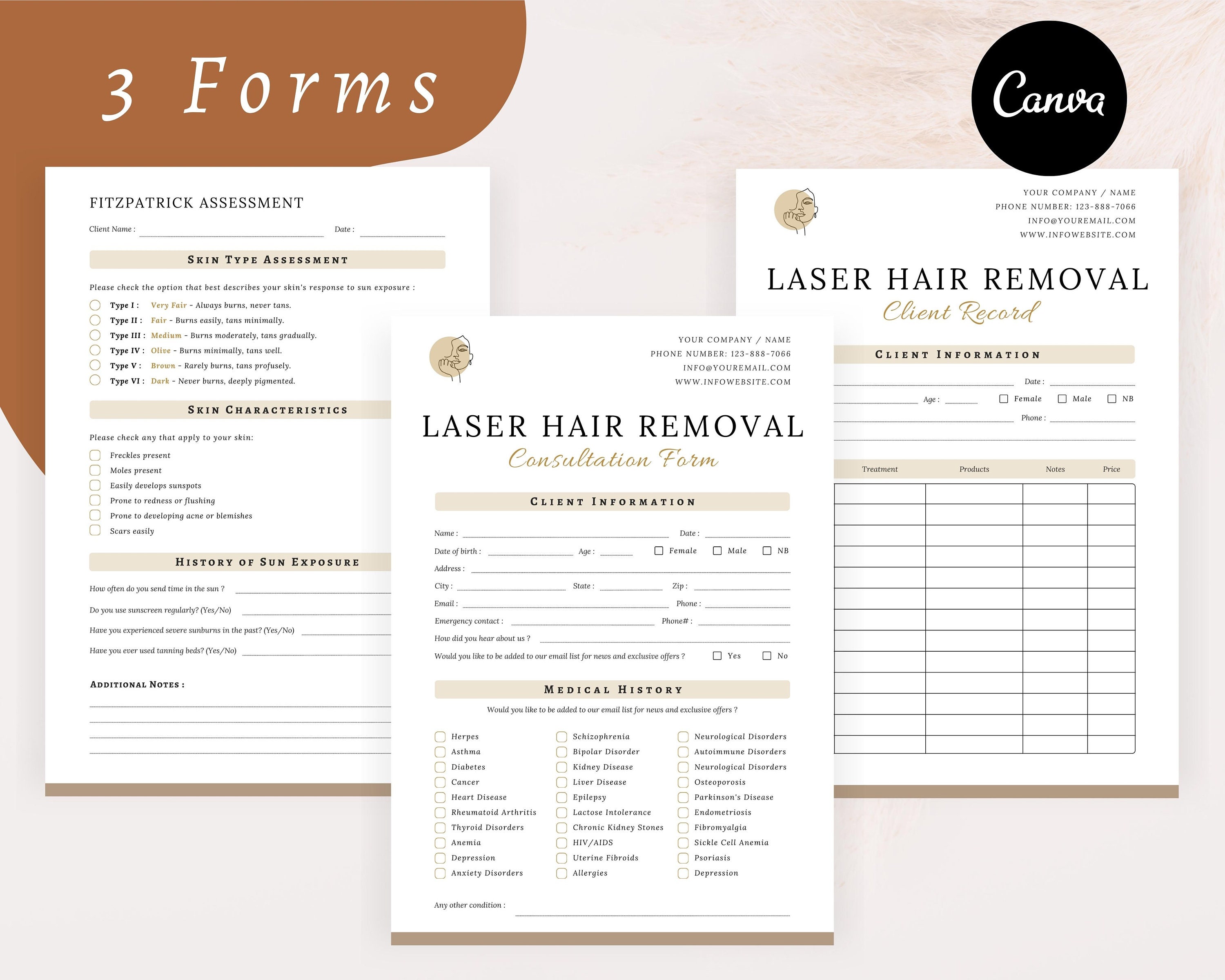 Laser Hair Removal Consent Forms, Esthetician Template, Laser Hair ...