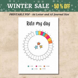 Rate My Day Tracker Printable Journal Pages Wheel Tracker Bujo ...