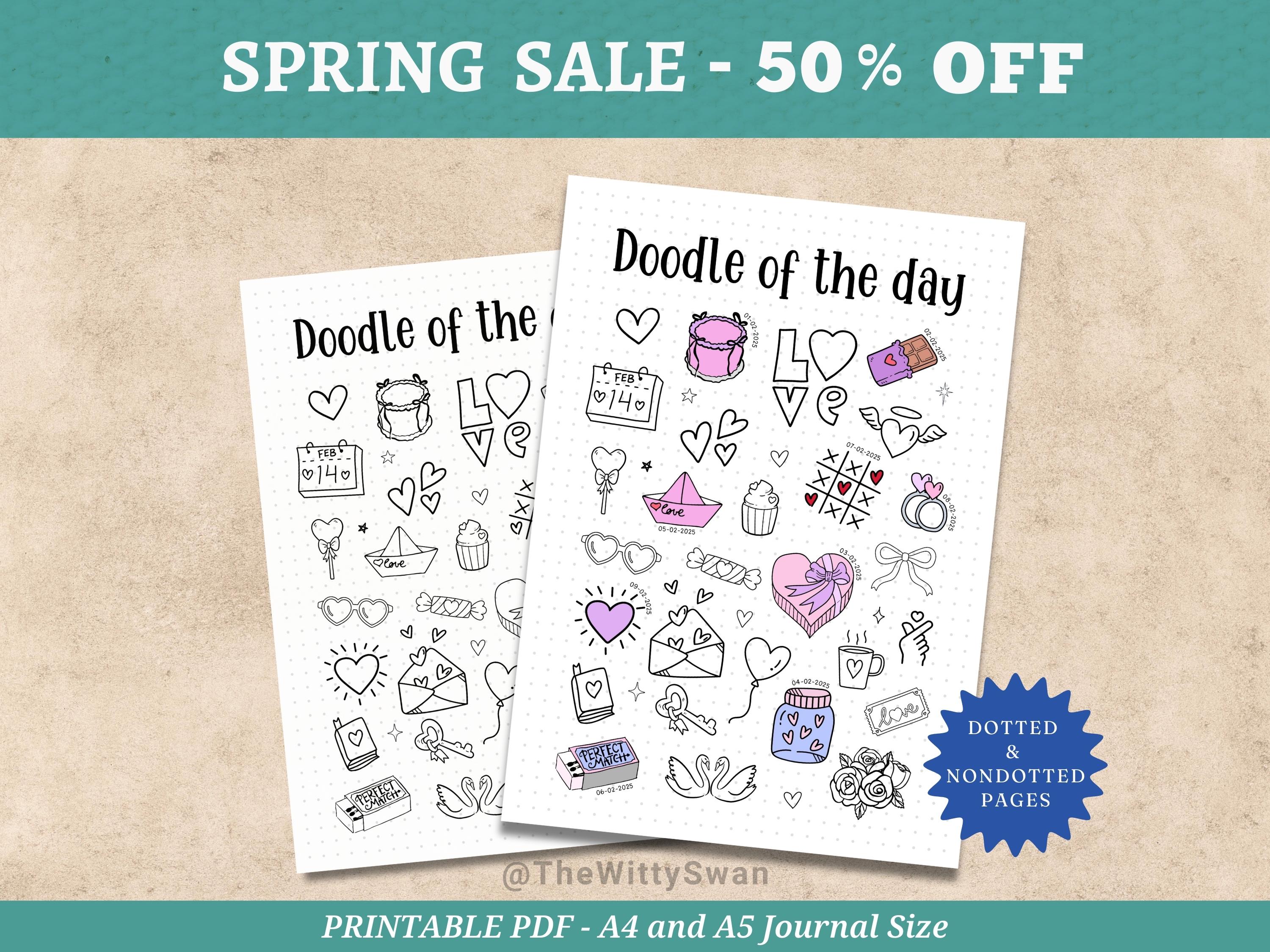Doodle of the Day Printable Journal Pages Monthly Doodle of the Day A5 ...