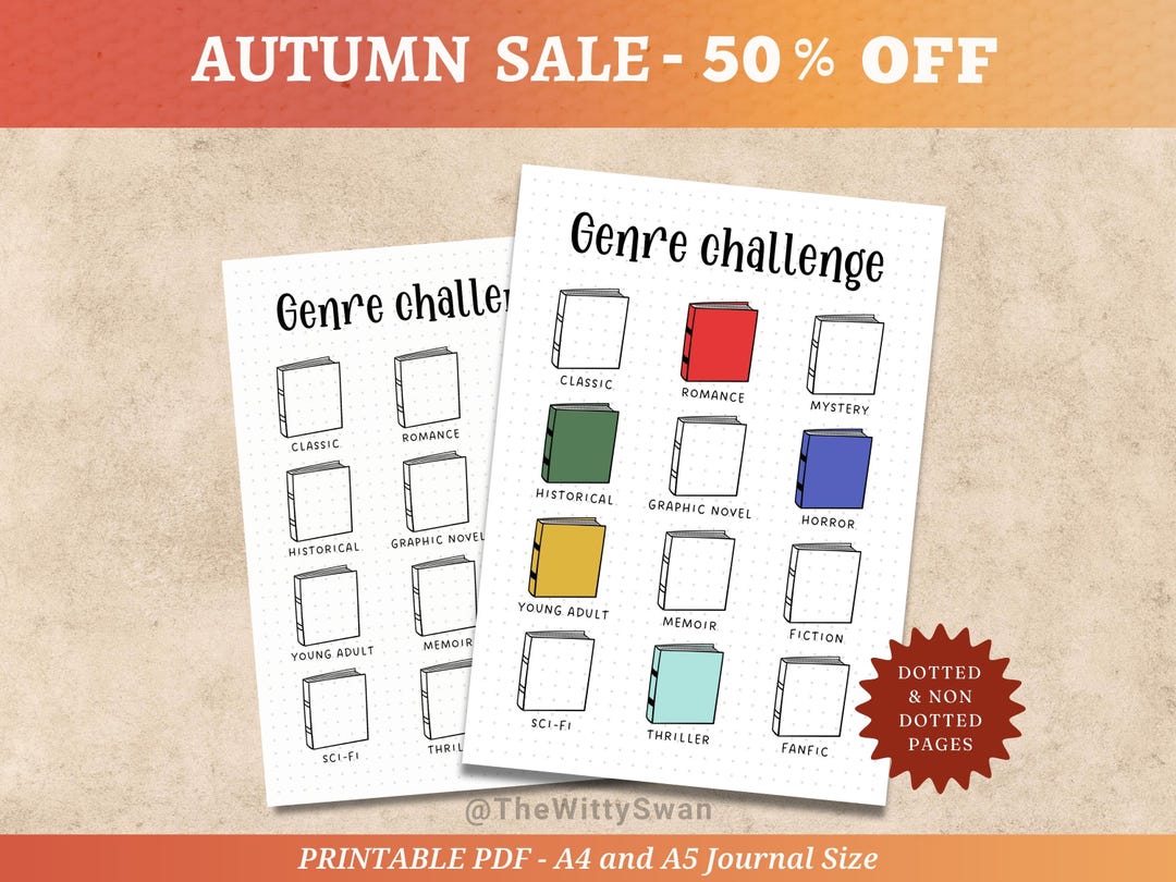 Book Genre Tracker Journal Pages Printable Reading Log Bujo Printable ...
