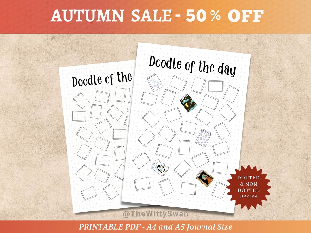 Book Doodles Journal Page Printable Monthly Doodle of the Day Bujo ...