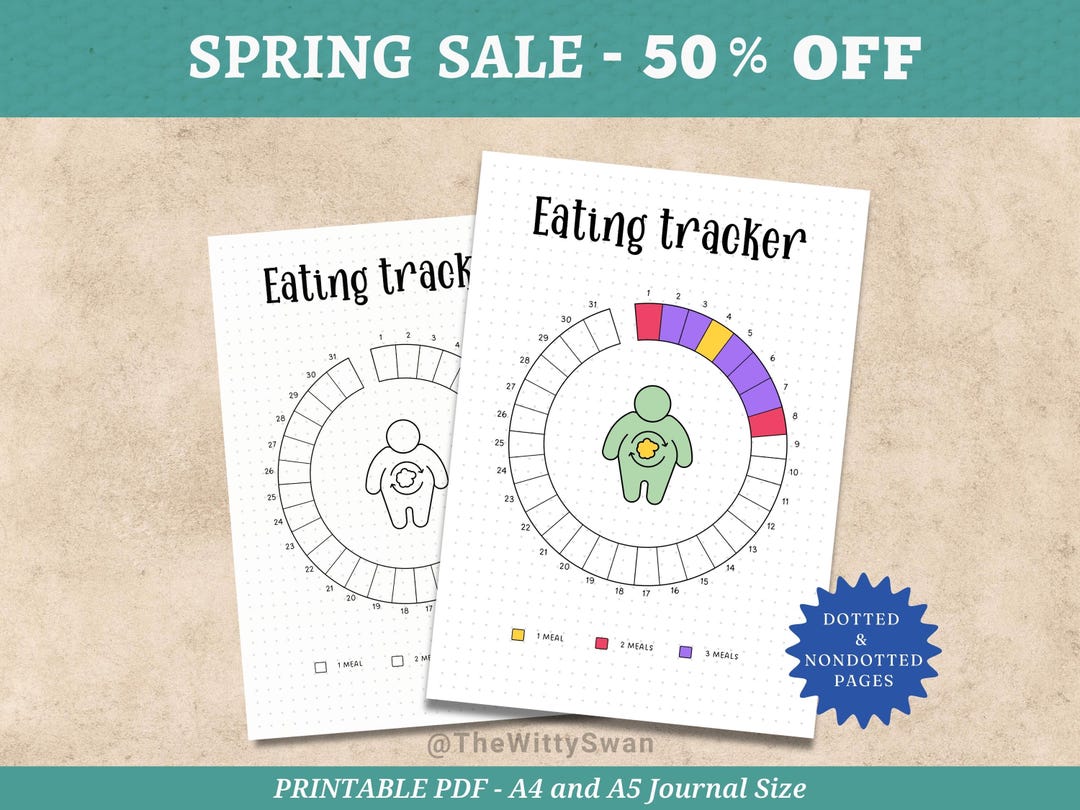 Eating Tracker Journal Pages Printable Meal Tracker Diet Journal Food ...