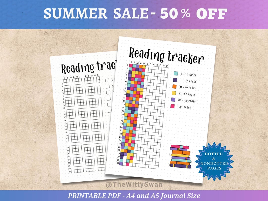 Reading Tracker Journal Pages Printable Yearly Tracker Reading Log Bujo ...