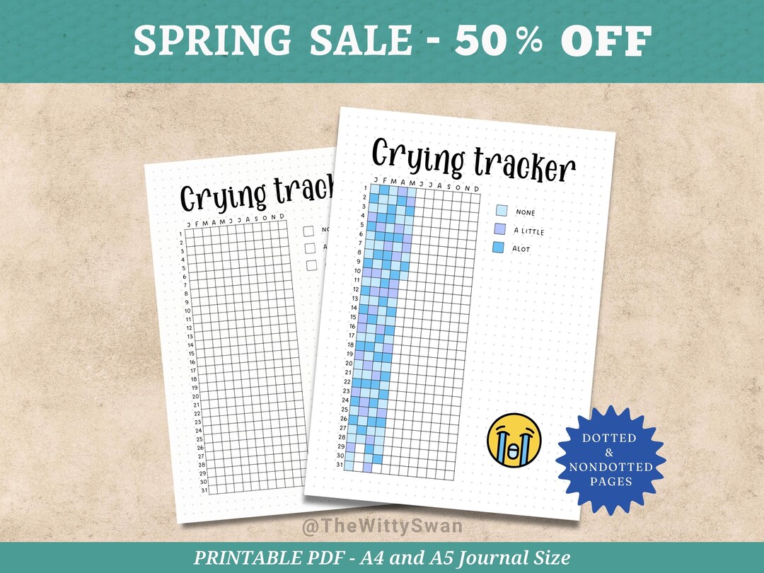 Crying Tracker Printable Journal Pages Mental Health Tracker Yearly ...