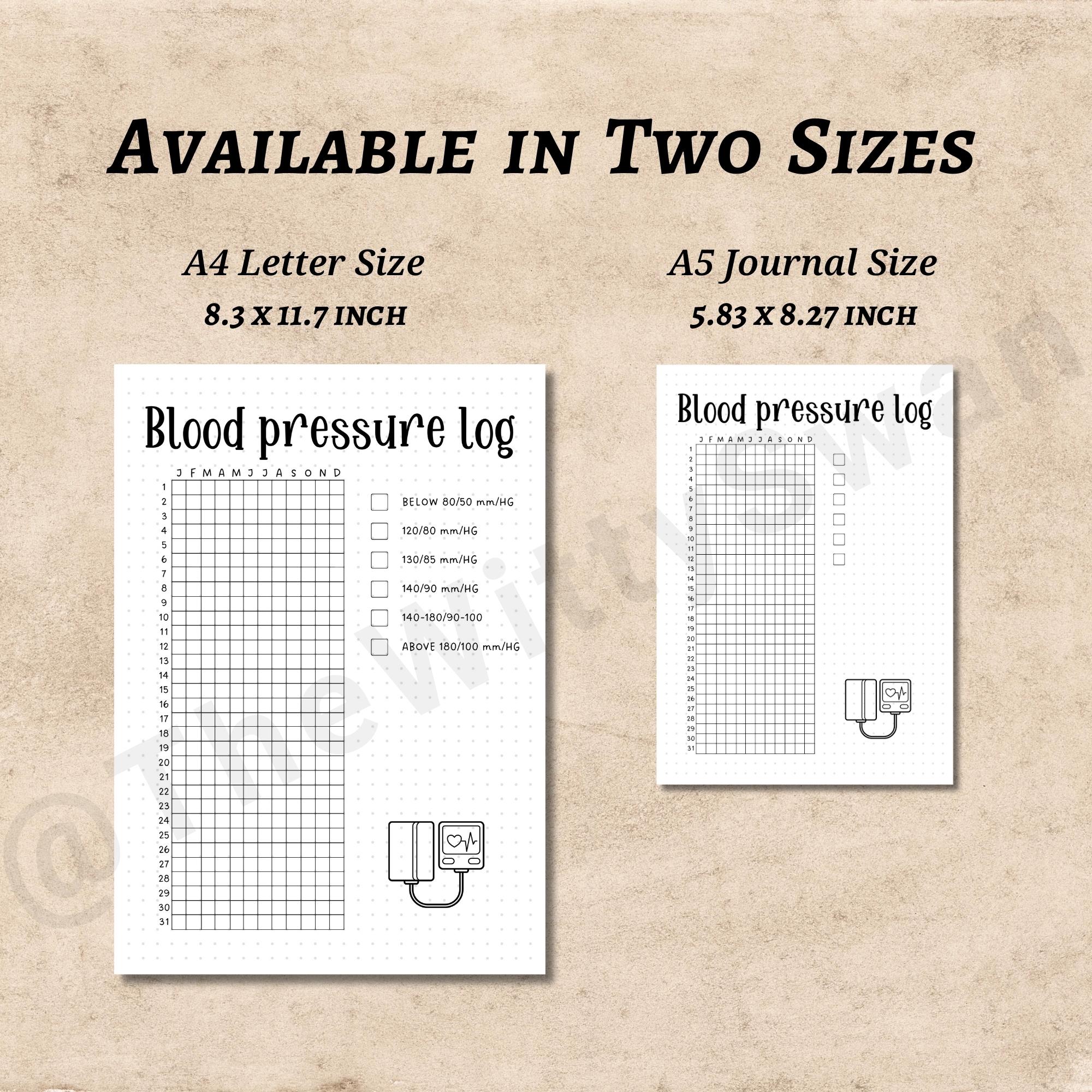 Blood Pressure Tracker Journal Pages Printable Yearly Tracker Bujo ...