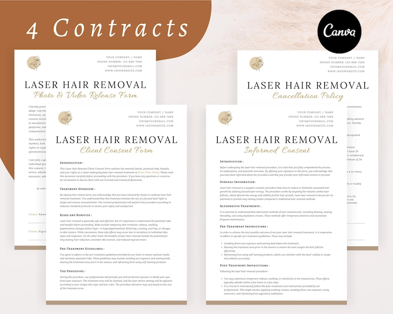 Laser Hair Removal Consent Forms, Esthetician Template, Laser Hair Reduction Form, Consultation ...