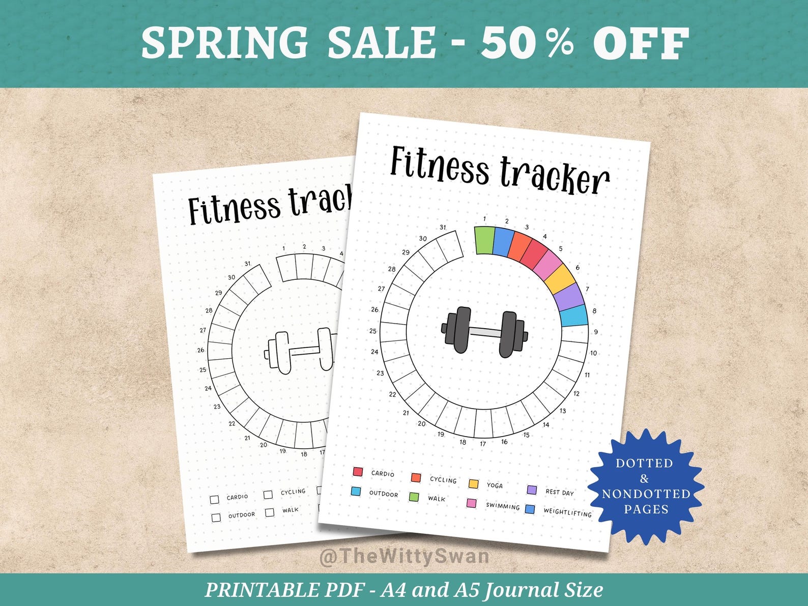 Fitness Tracker Printable Journal Page Exercise Tracker Monthly Tracker ...