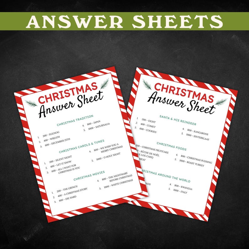 Christmas Jeoparty Holiday Trivia Game Printable - Xmas Family Fun Work ...
