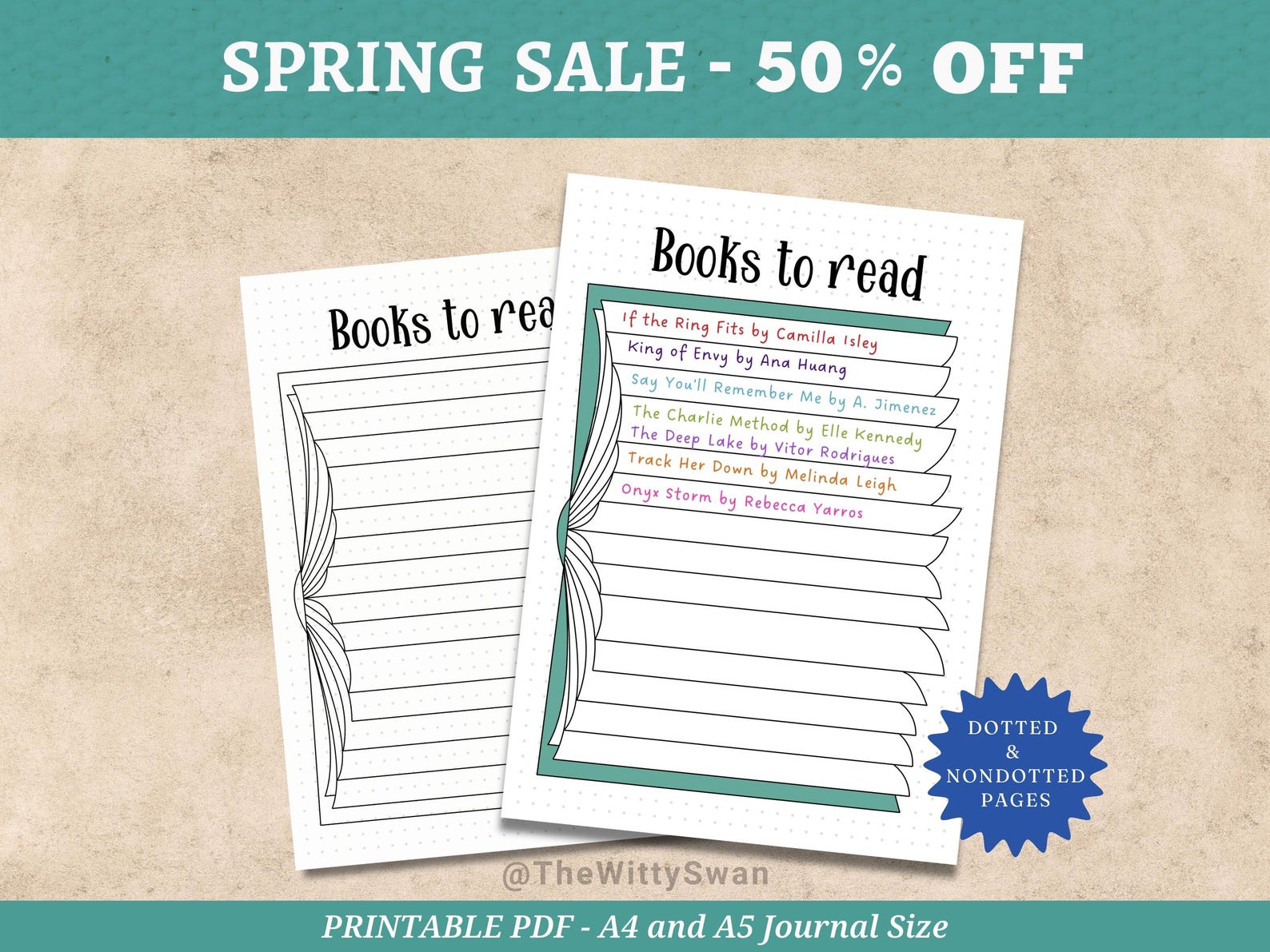 To Be Read List Printable Journal Pages Books Read Tracker Bujo ...