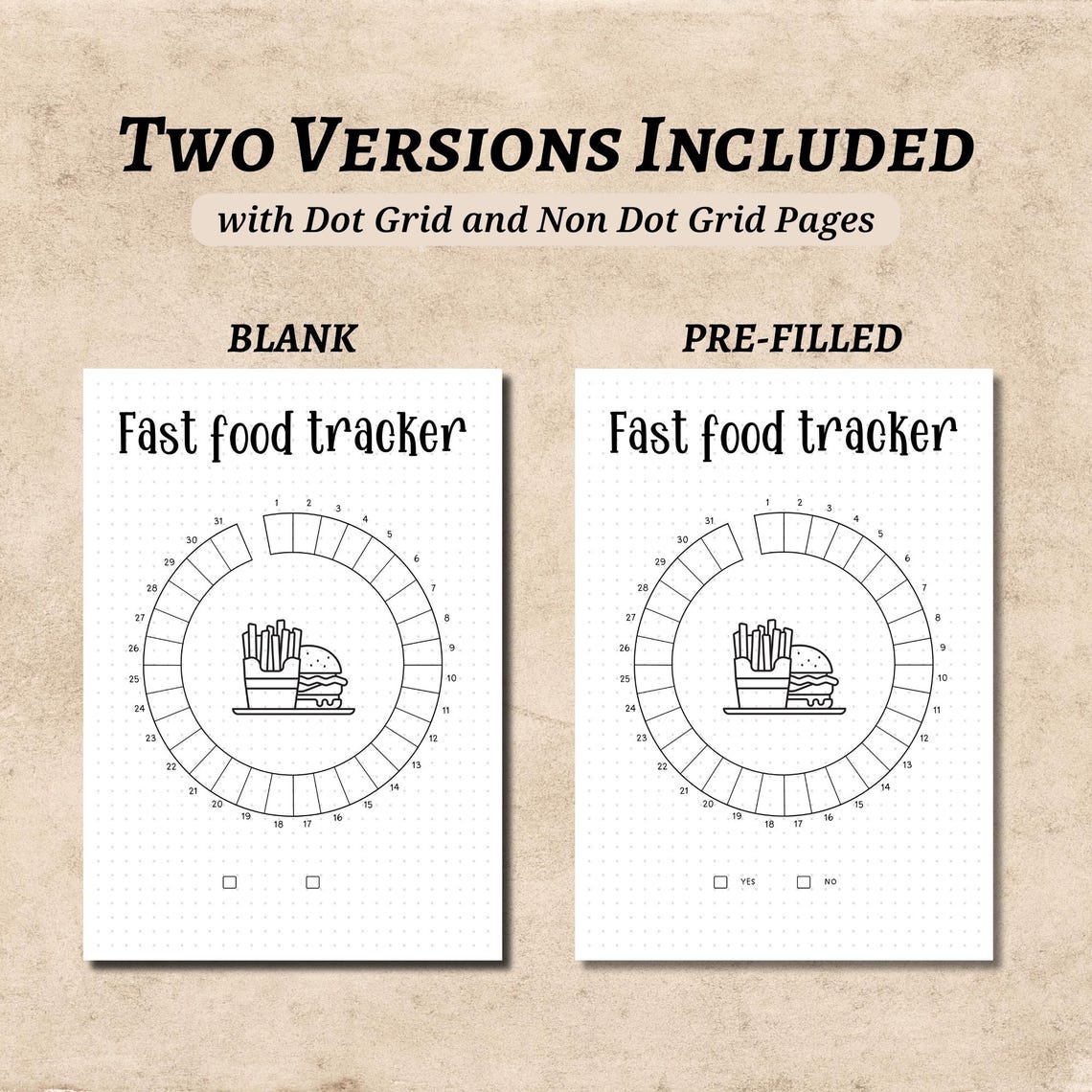Fast Food Tracker Journal Pages Printable Monthly Tracker Bujo ...
