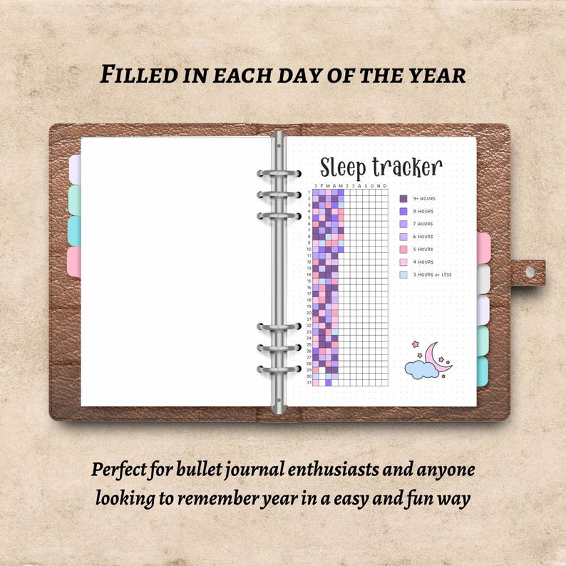 Sleep Tracker Printable Journal Pages Yearly Tracker Bujo Printable Nap ...