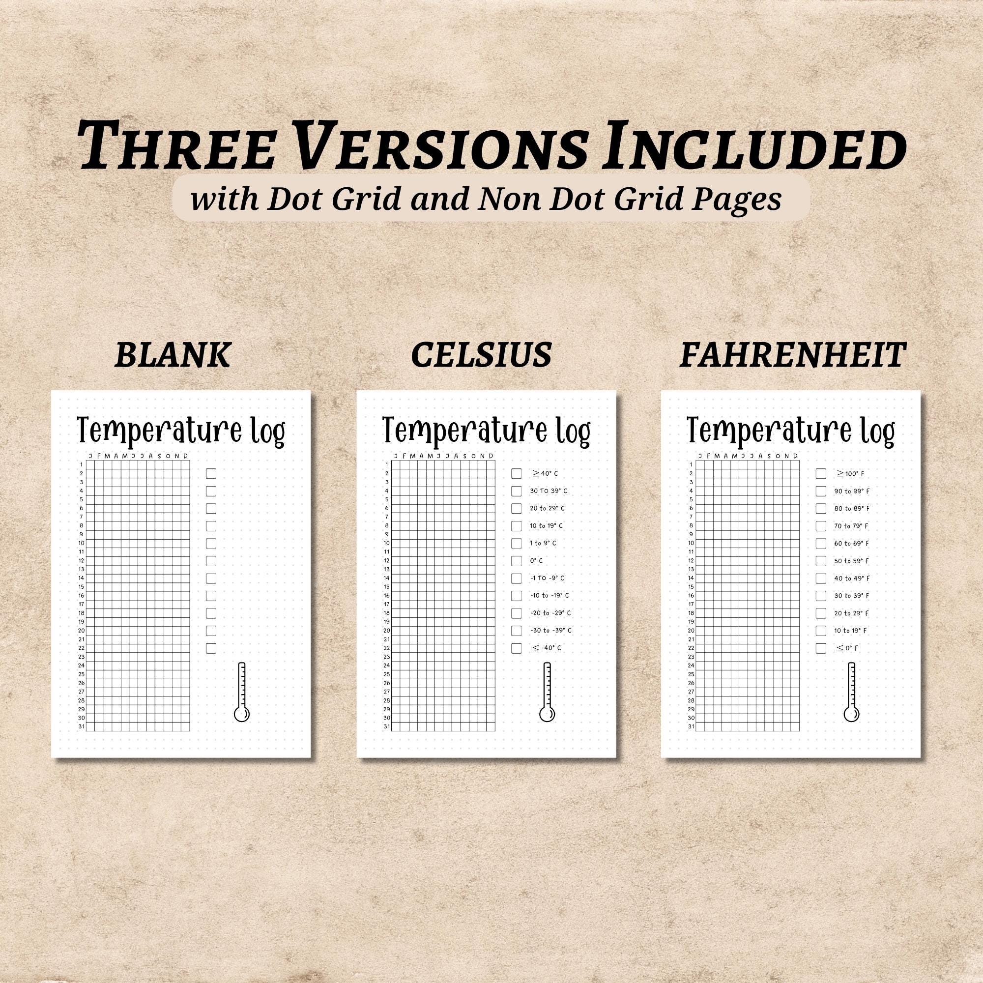 Temperature Tracker Journal Pages Printable Yearly Tracker Bujo ...