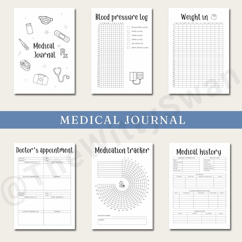 Printable Medical Planner Journal Pages Bujo Printable Medical Tracker ...