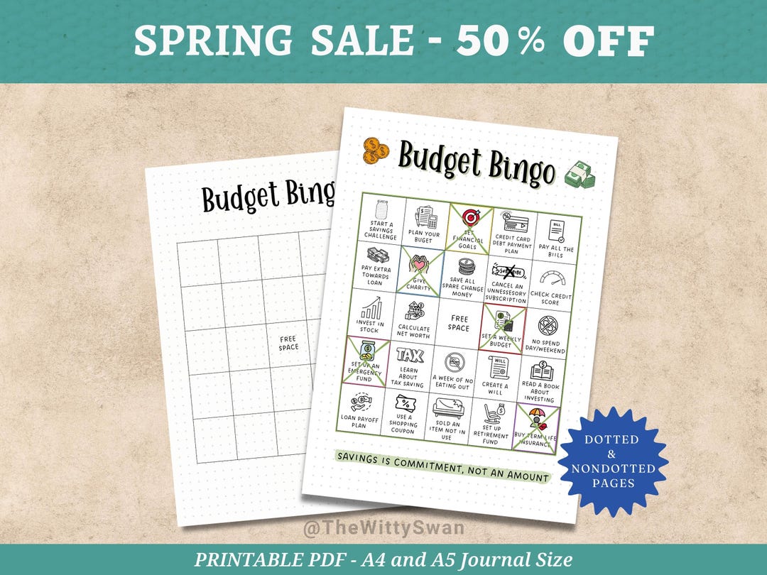 Budget Bingo Journal Pages Printable Money Tracker Bujo Printable ...