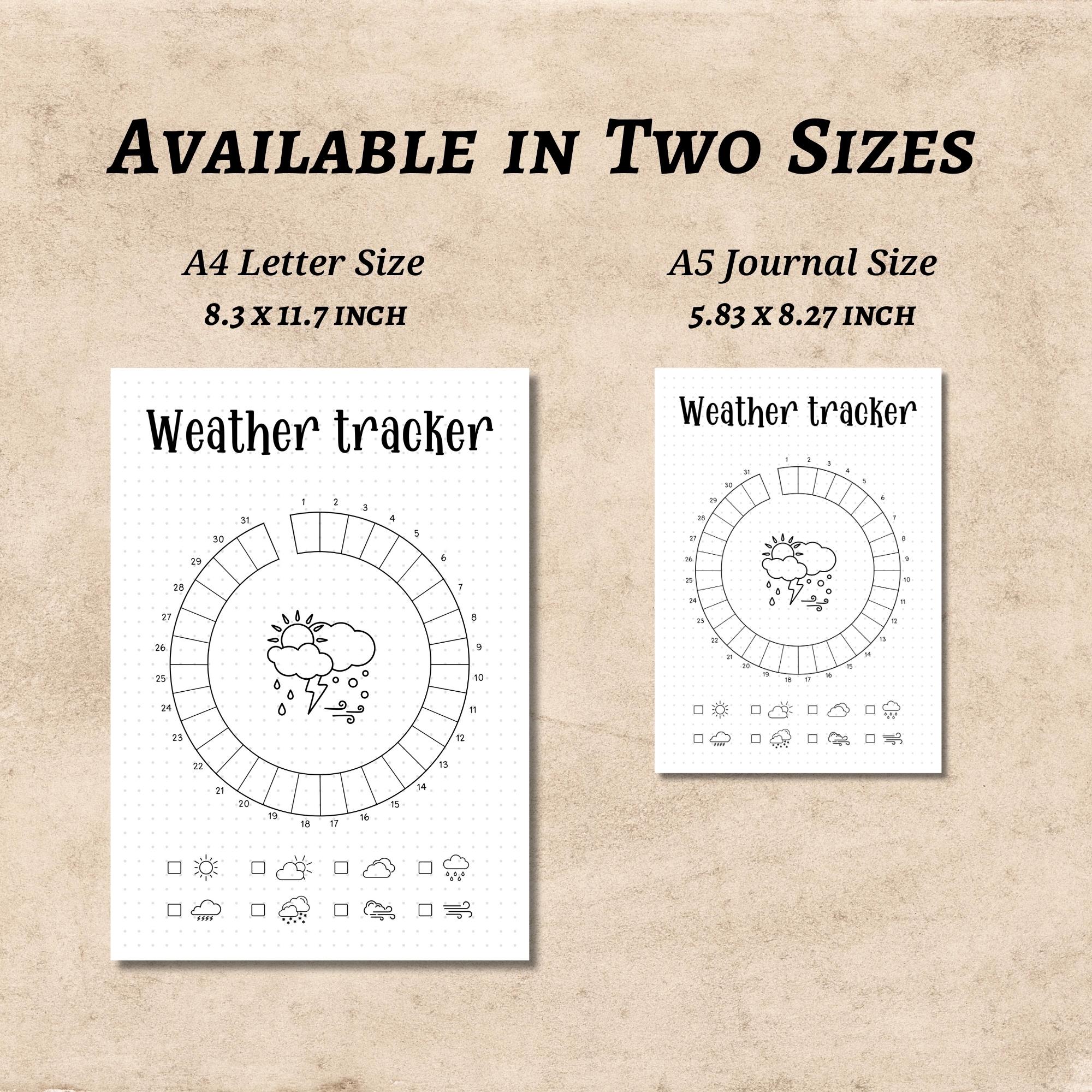 Weather Tracker Printable Journal Pages Monthly Tracker Bujo Printable ...