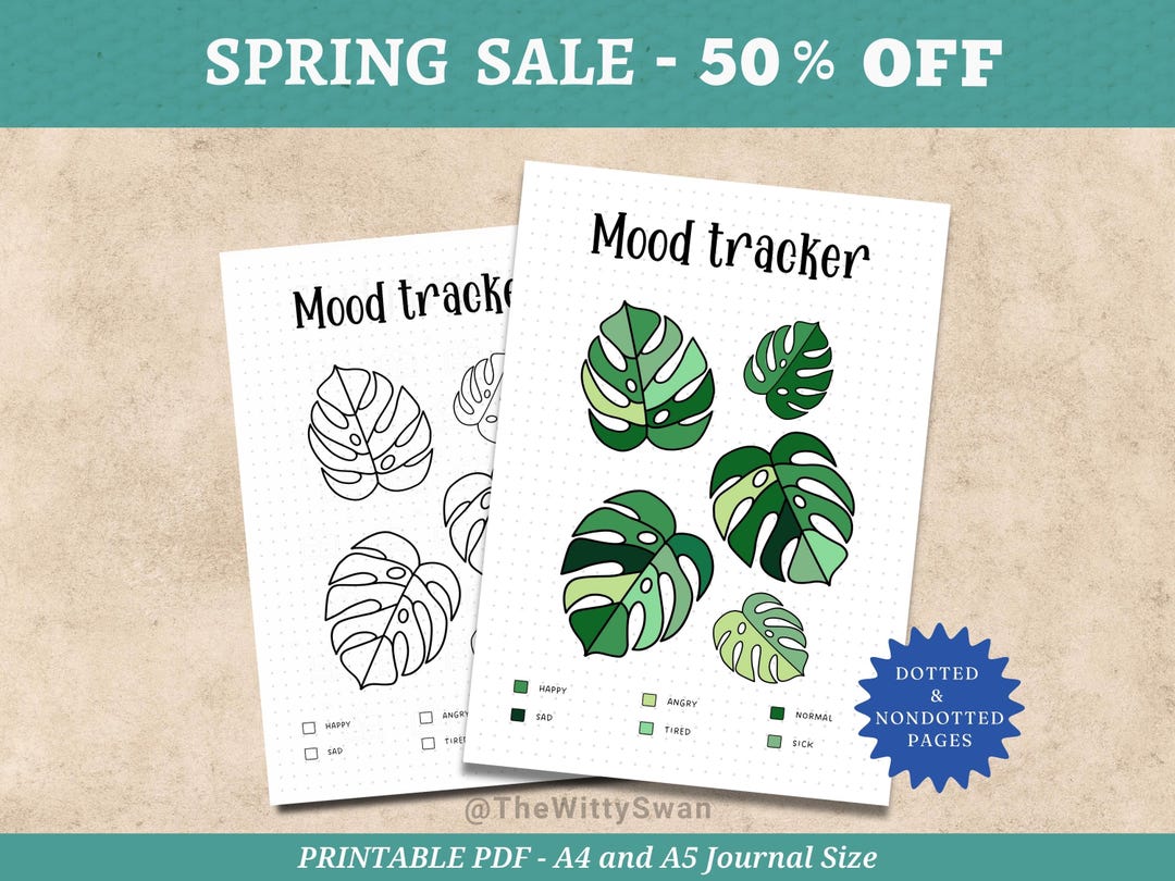 Leaf Mood Tracker Journal Pages Printable Mood Habit Tracker Bujo ...