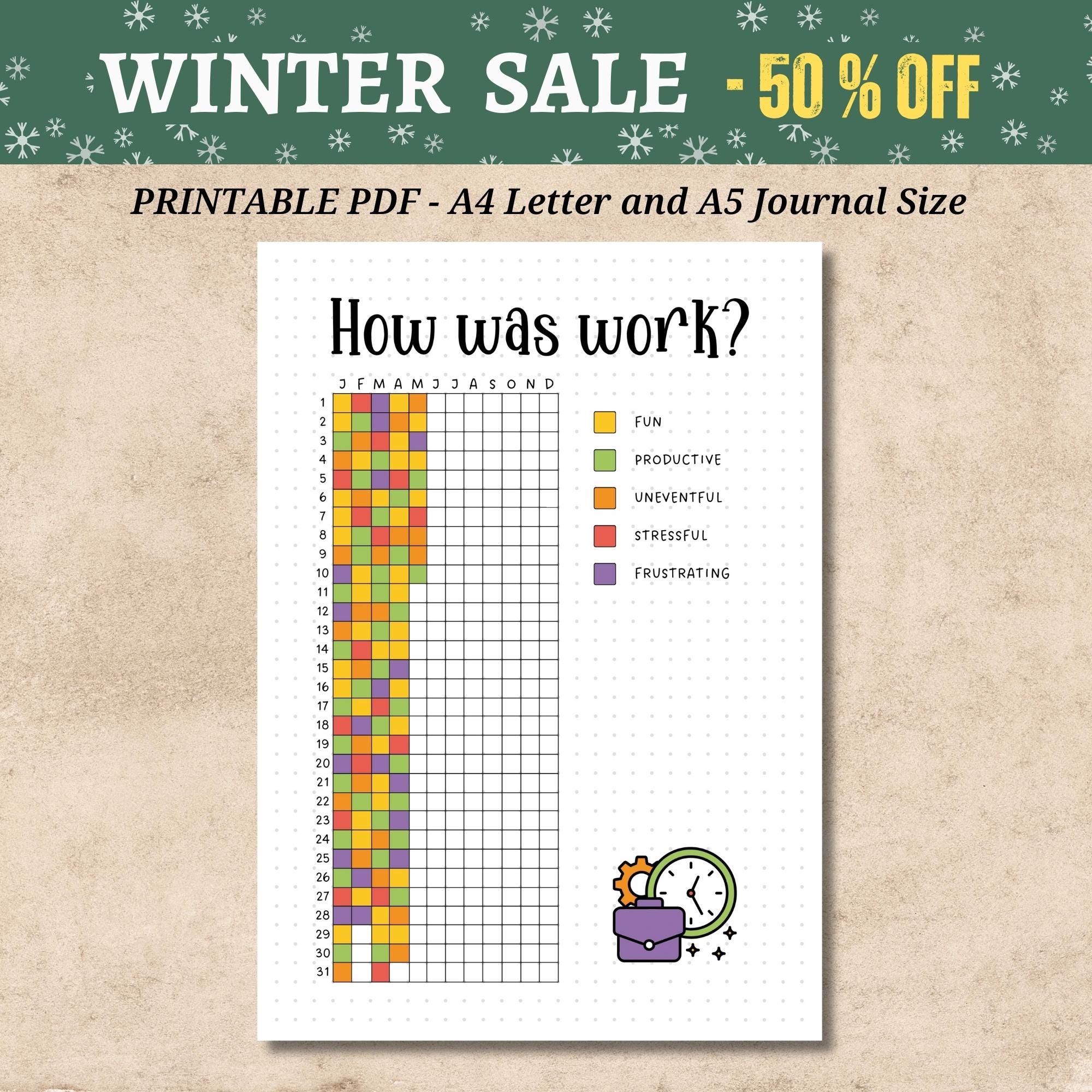 Work Tracker Printable Journal Pages Yearly Tracker Work Journal Bujo ...