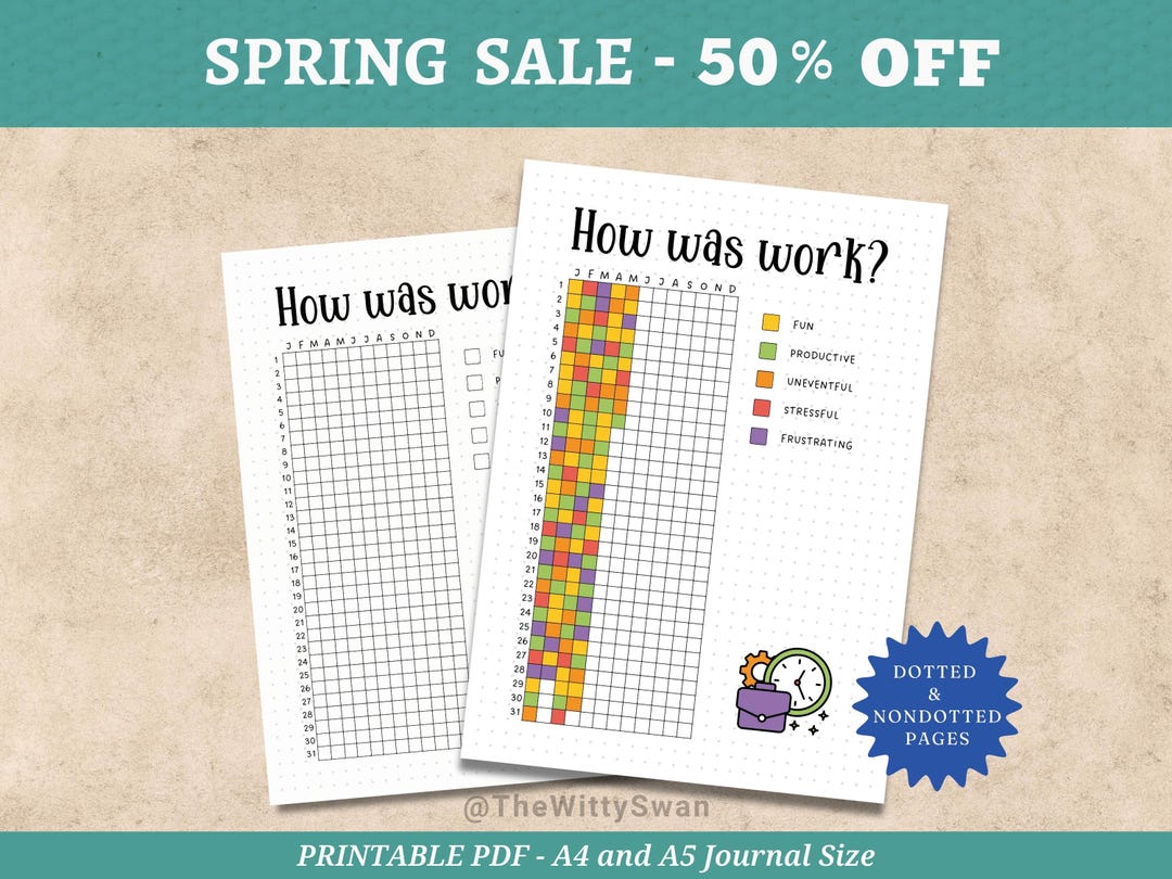 Work Tracker Printable Journal Pages Yearly Tracker Work Journal Bujo ...