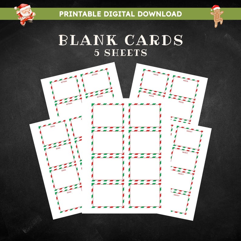 Christmas Charades Game - 96 Cards, Printable Party Games, Family ...
