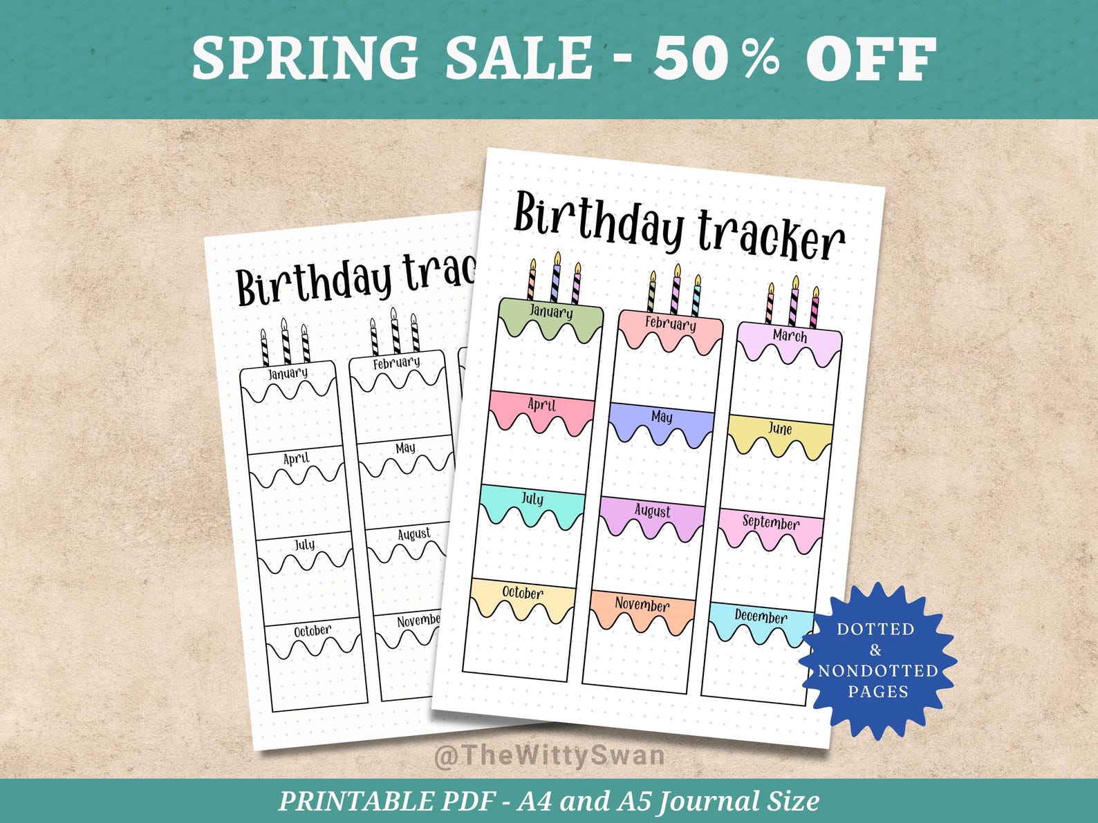 Birthday Tracker Journal Pages Printable Birthday Reminder Bujo ...