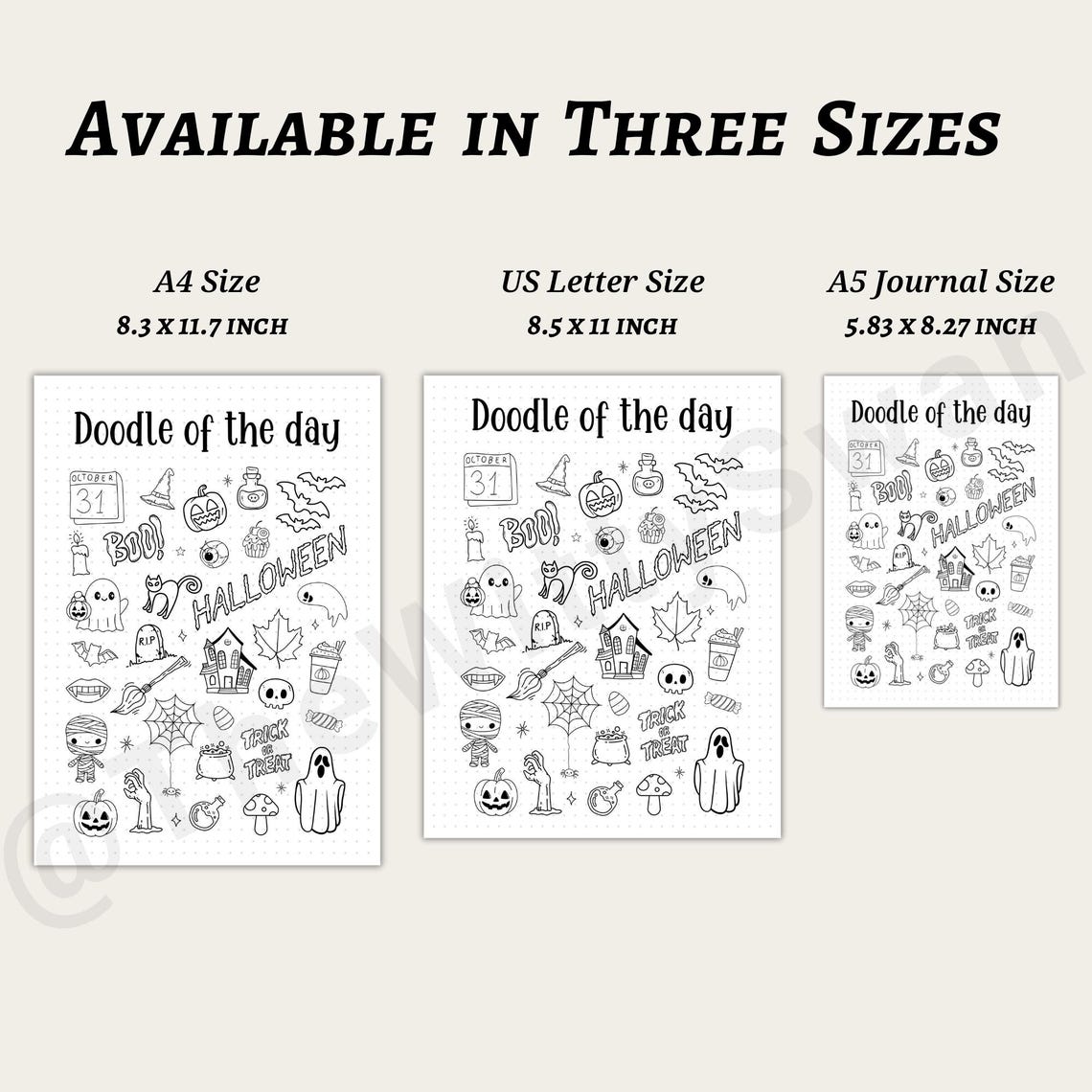 Doodle of the Day Bundle Printable Journal Pages Monthly Doodle of the ...