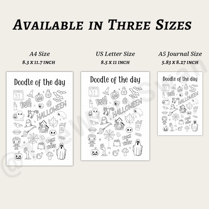 Doodle of the Day Bundle Printable Journal Pages Monthly Doodle of the ...