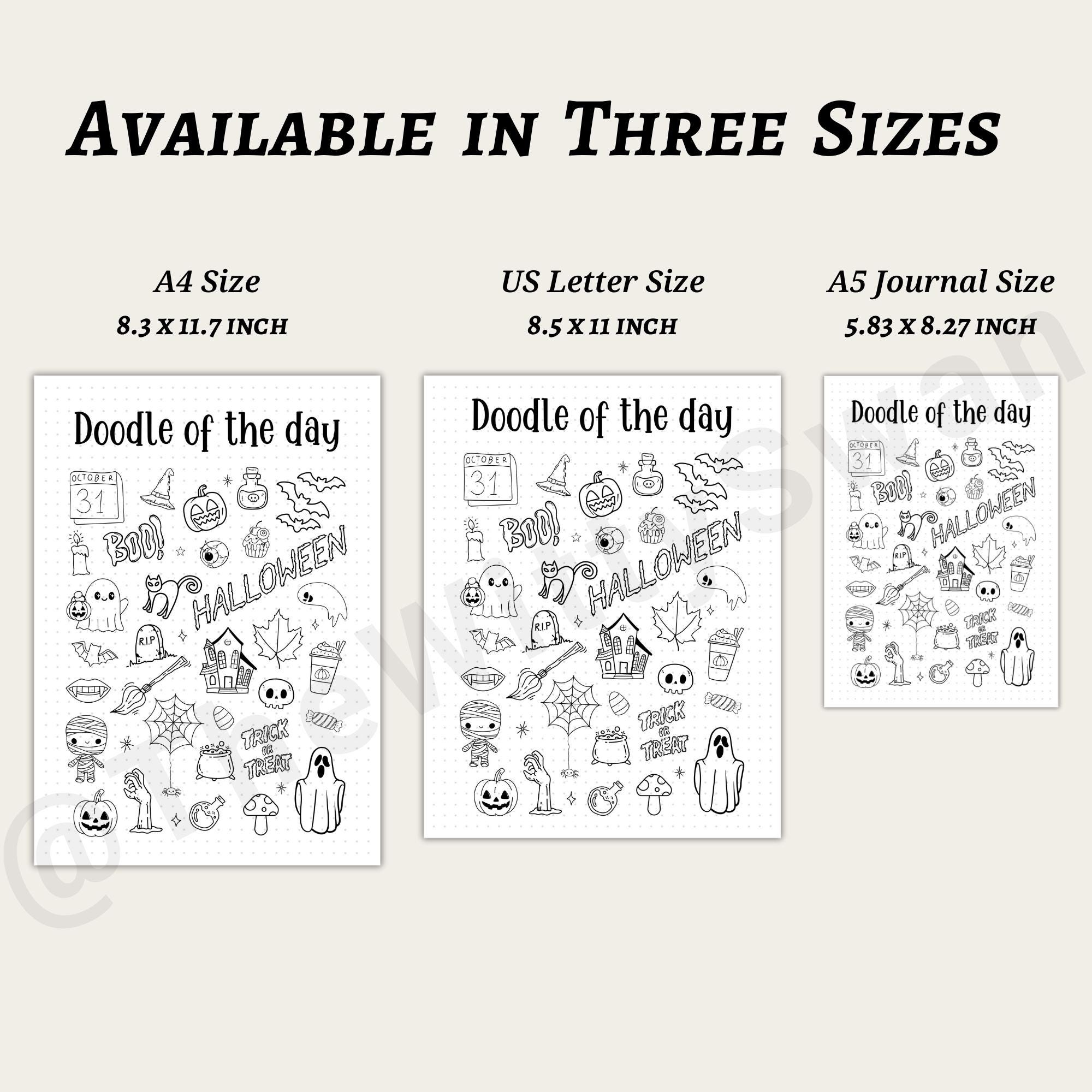 Doodle of the Day Bundle Printable Journal Pages Monthly Doodle of the ...