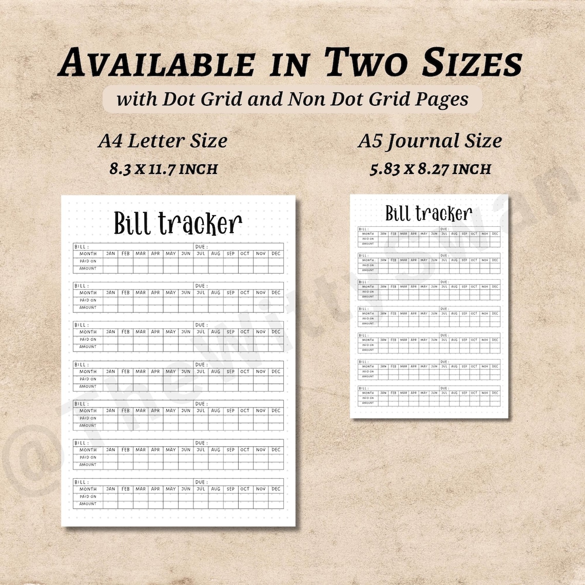 Bill Tracker Printable Journal Page Monthly Bill Pay Tracker Expense ...