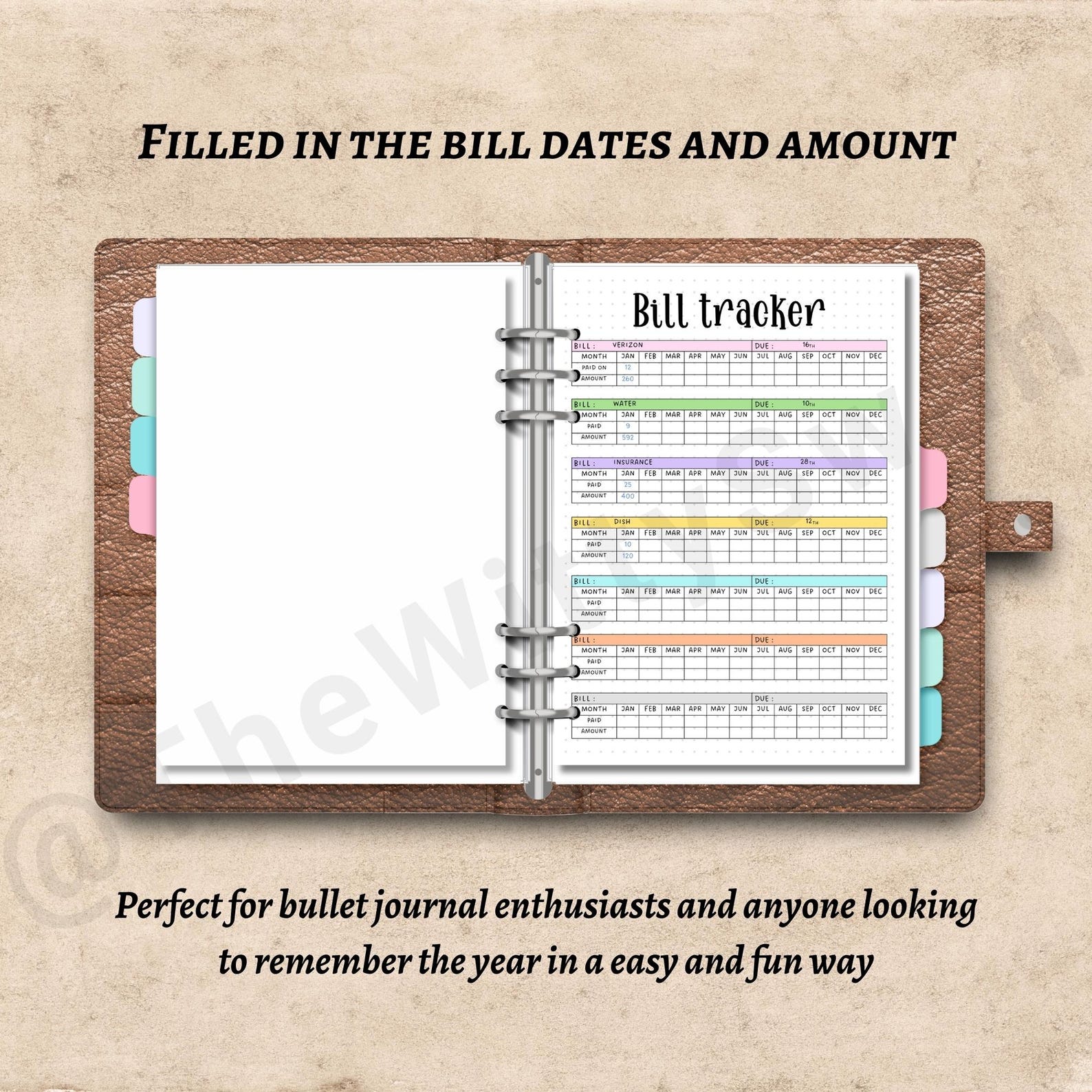 Bill Tracker Printable Journal Page Monthly Bill Pay Tracker Expense ...