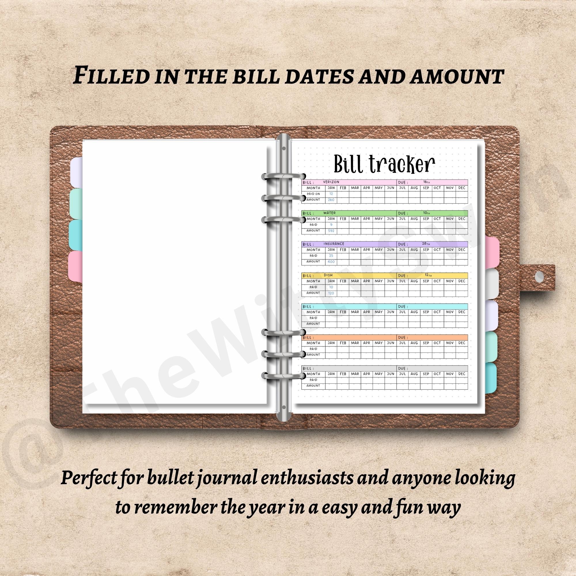 Bill Tracker Printable Journal Page Monthly Bill Pay Tracker Expense ...