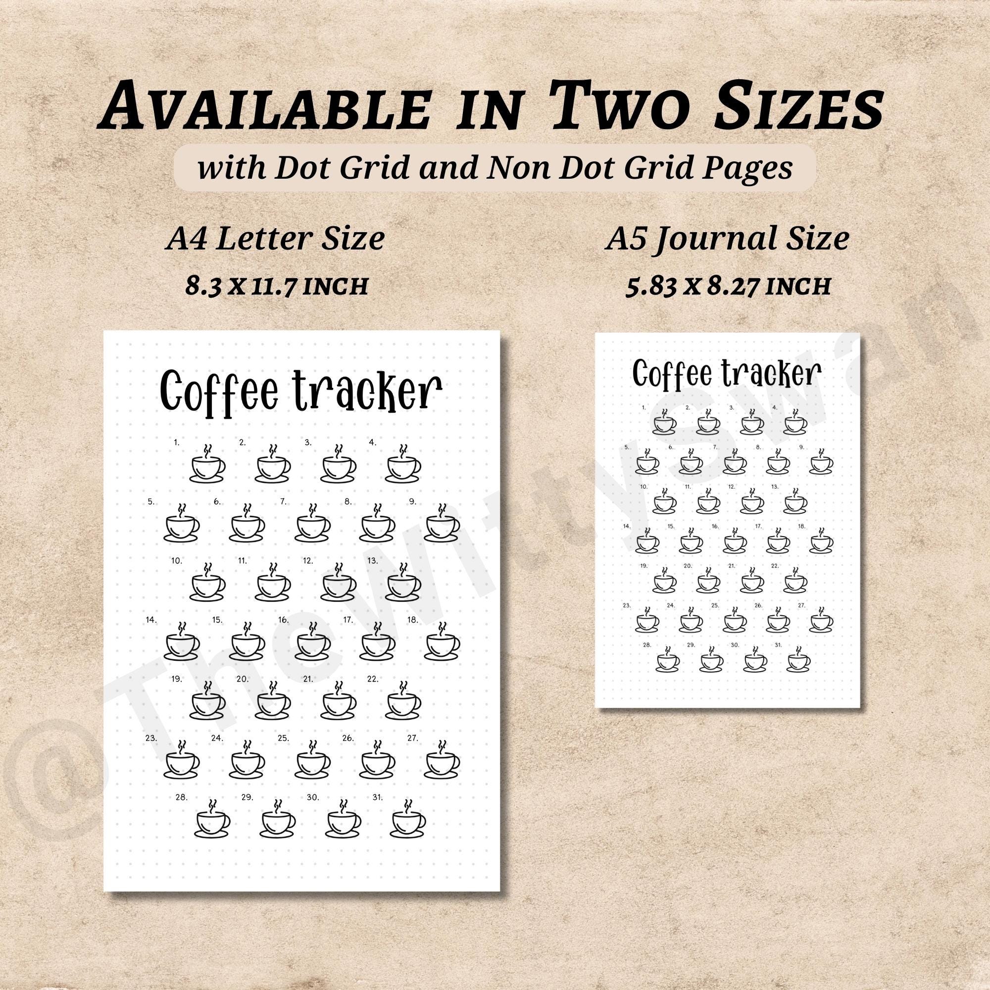 Coffee Tracker Printable Journal Pages Monthly Tracker Bujo Printable ...