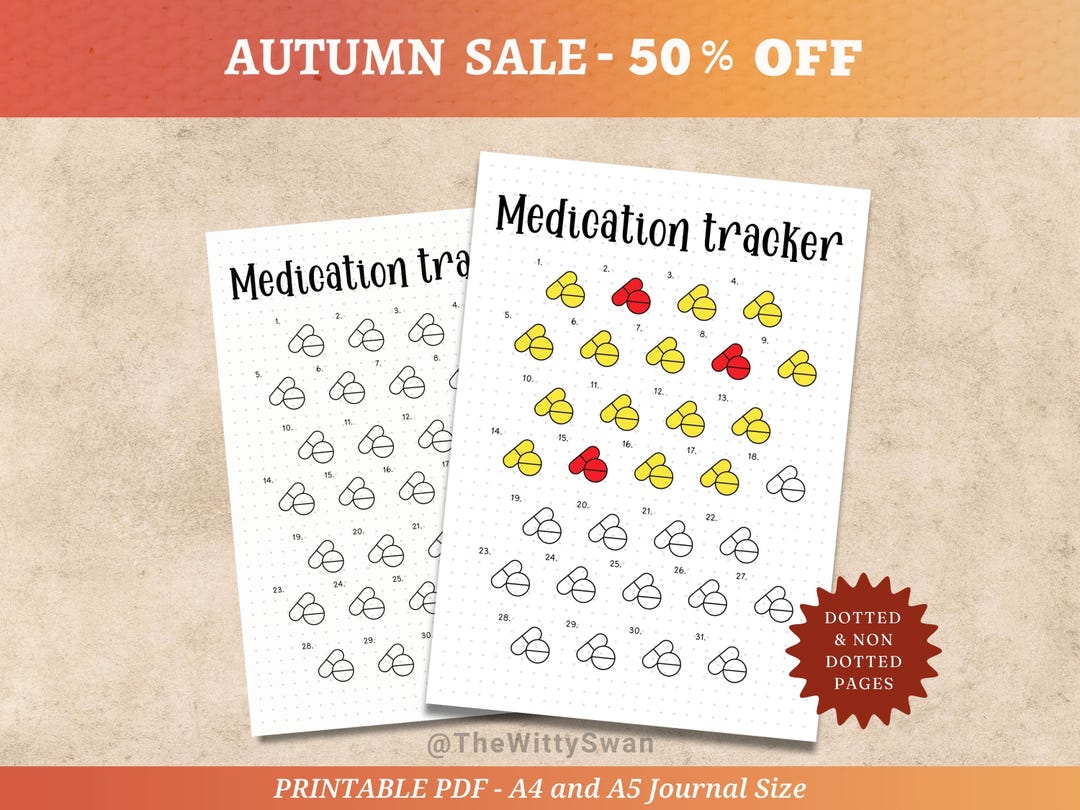 Medication Tracker Printable Journal Pages Monthly Tracker Bujo ...