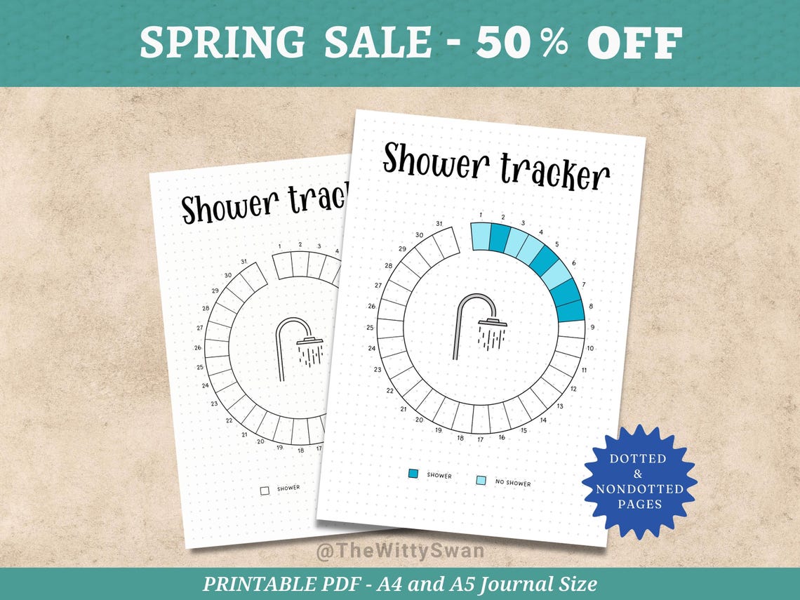 Shower Tracker Journal Pages Printable Wheel Tracker Bujo Printable ...