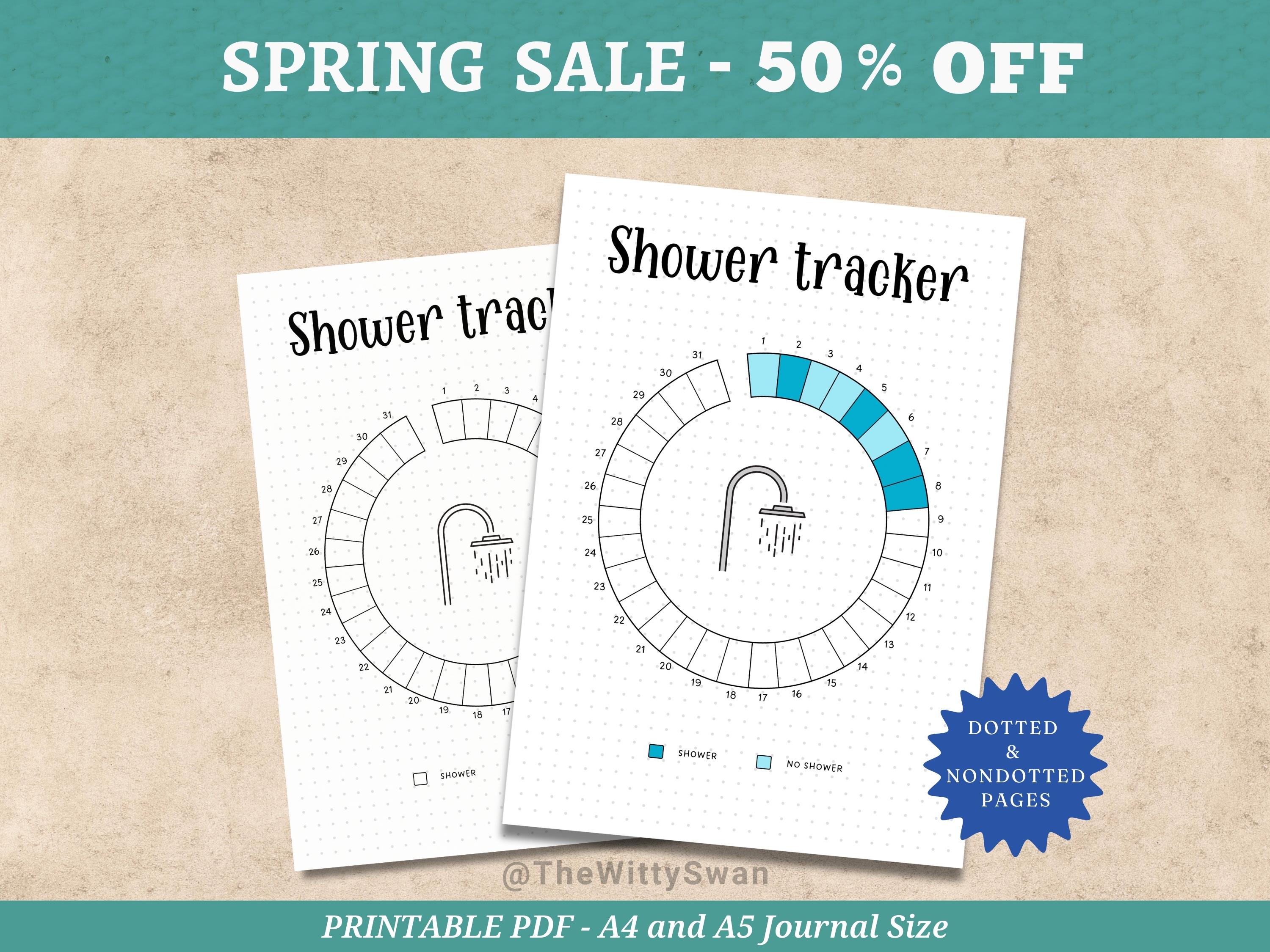 Shower Tracker Journal Pages Printable Wheel Tracker Bujo Printable ...