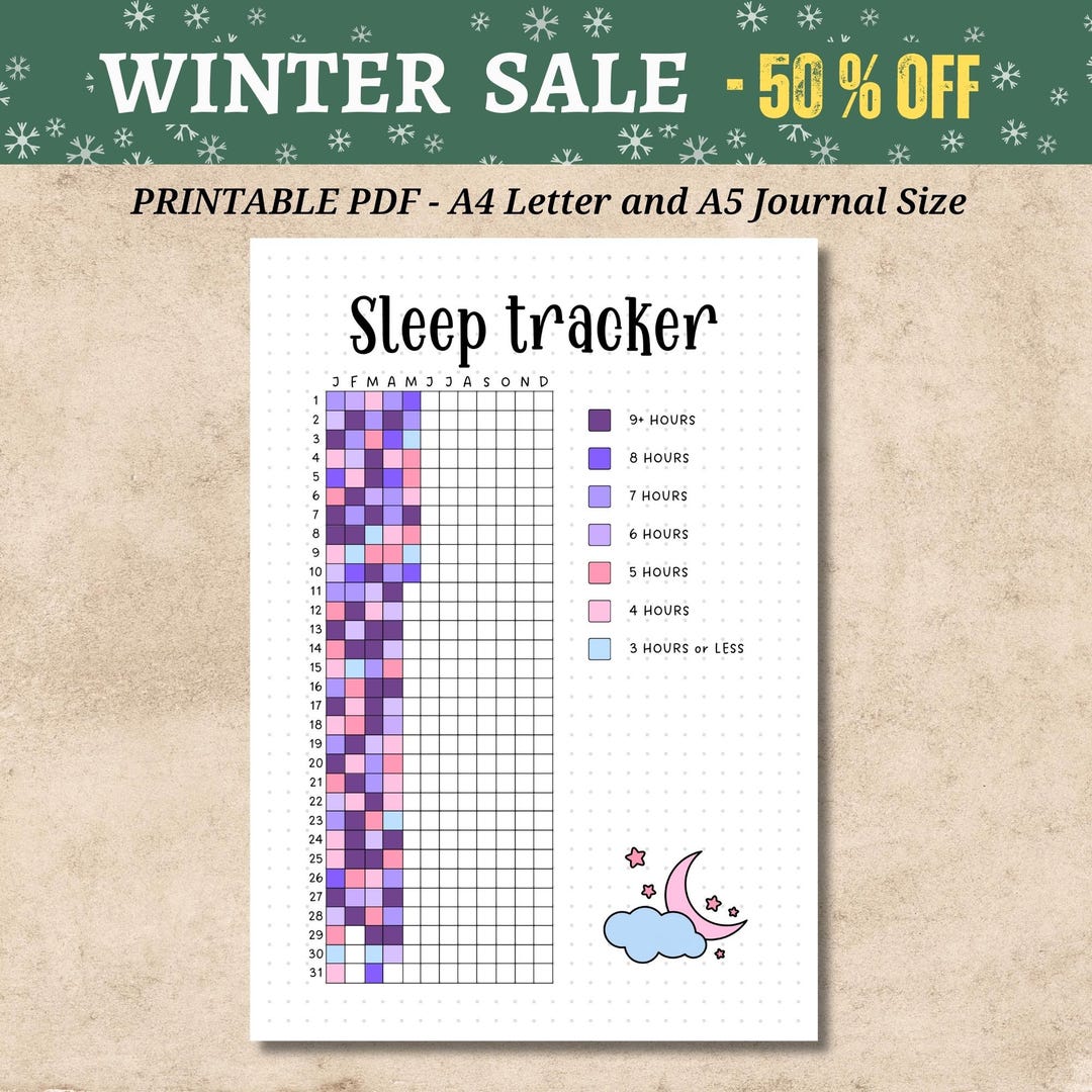 Sleep Tracker Journal Pages Printable Yearly Tracker Bujo Printable ...