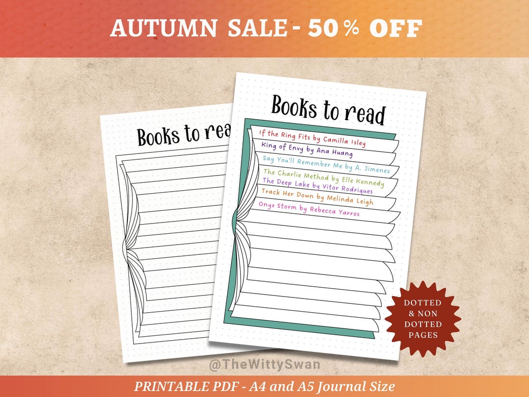 To Be Read List Printable Journal Pages Books Read Tracker Bujo ...