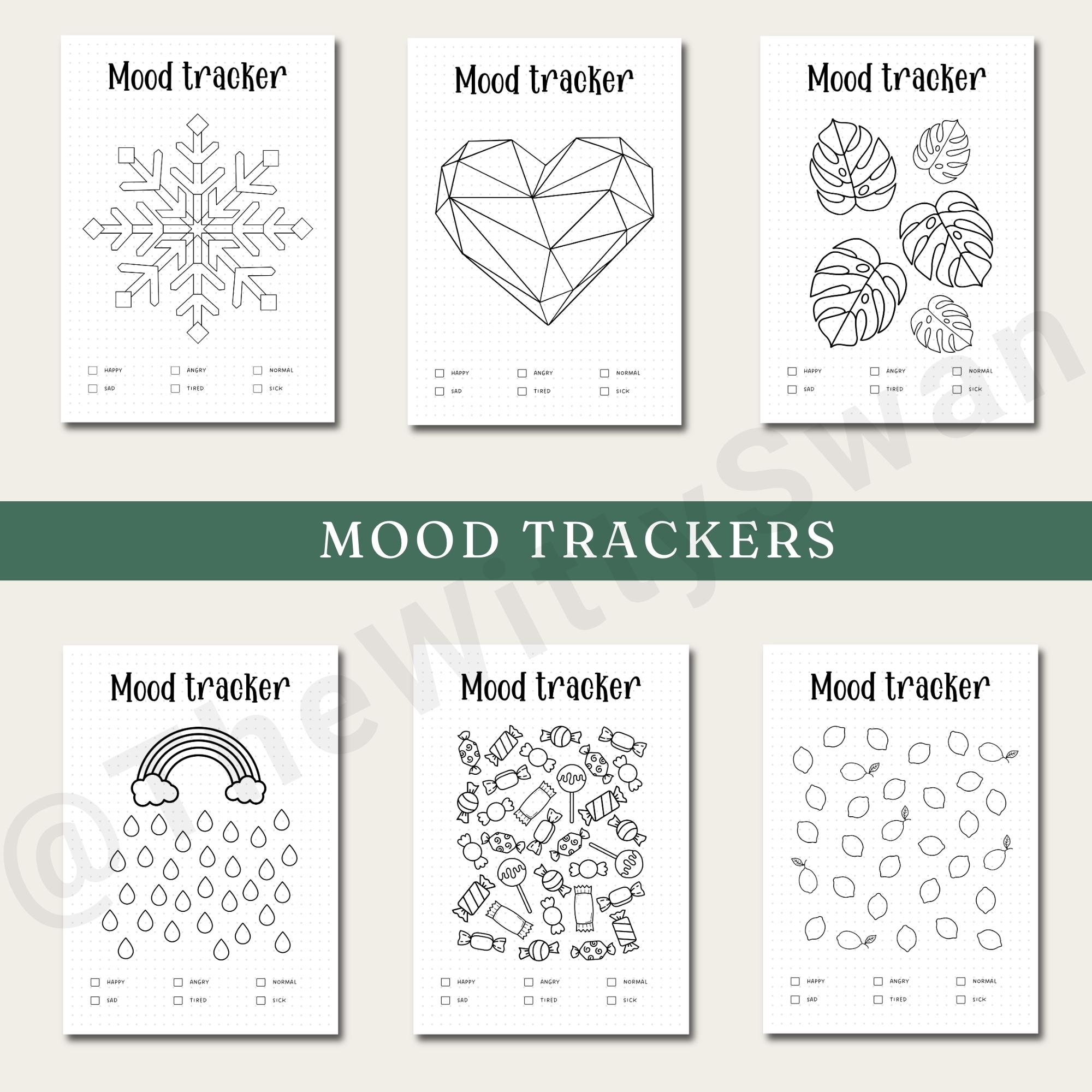 Mood Tracker Bundle Journal Pages Printable Mood Habit Tracker Bujo ...
