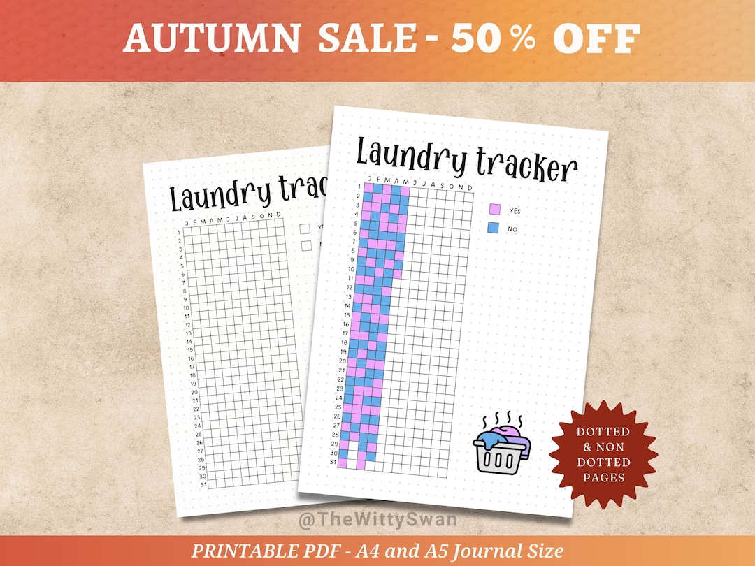 Laundry Tracker Journal Pages Printable Cleaning Tracker Bujo Printable ...