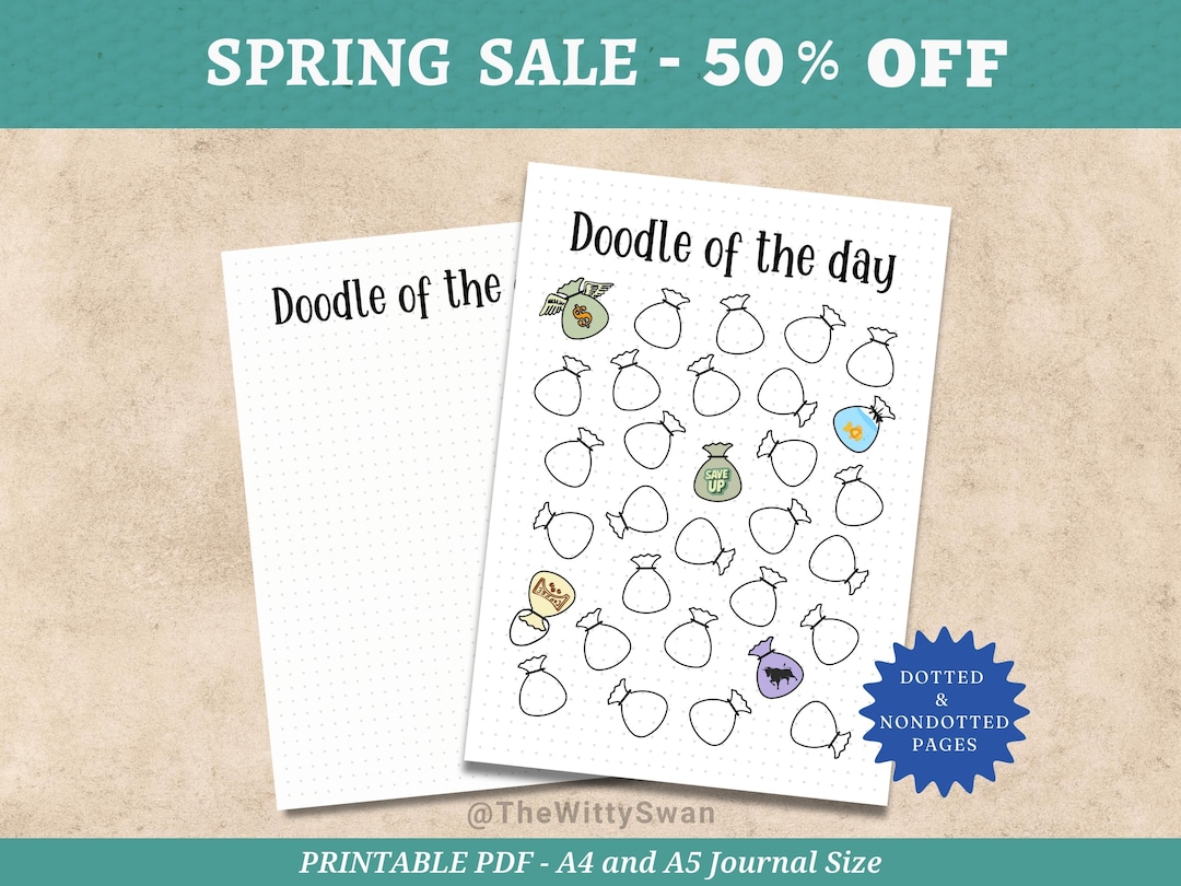 Doodle of the Day Printable Journal Pages A5 Printable Insert Monthly ...