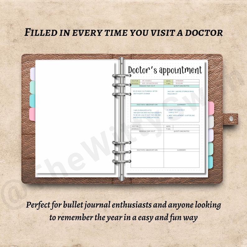 Doctor Appointment Tracker Printable Journal Pages Medical Tracker Bujo ...