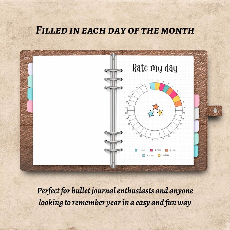 Rate My Day Tracker Printable Journal Pages Wheel Tracker Bujo ...