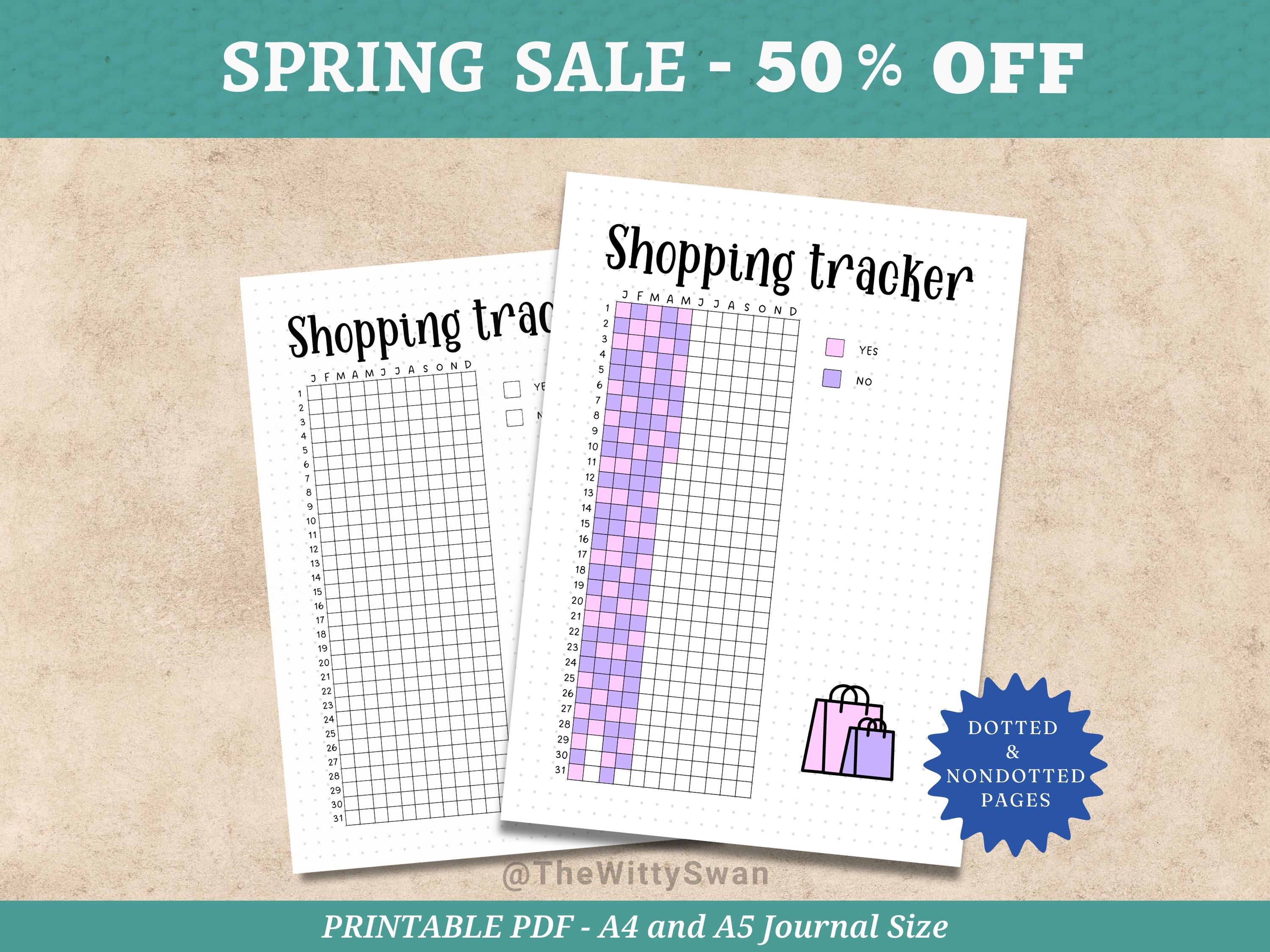 Shopping Tracker Journal Page Printable Yearly Tracker Spending Log ...