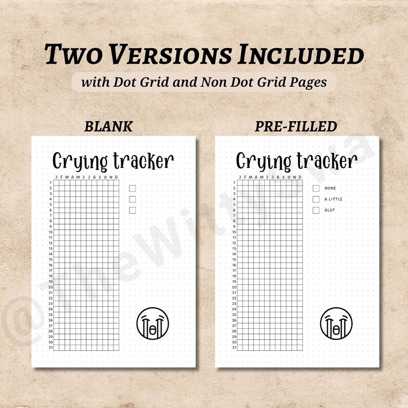 Crying Tracker Printable Journal Pages Mental Health Tracker Yearly ...