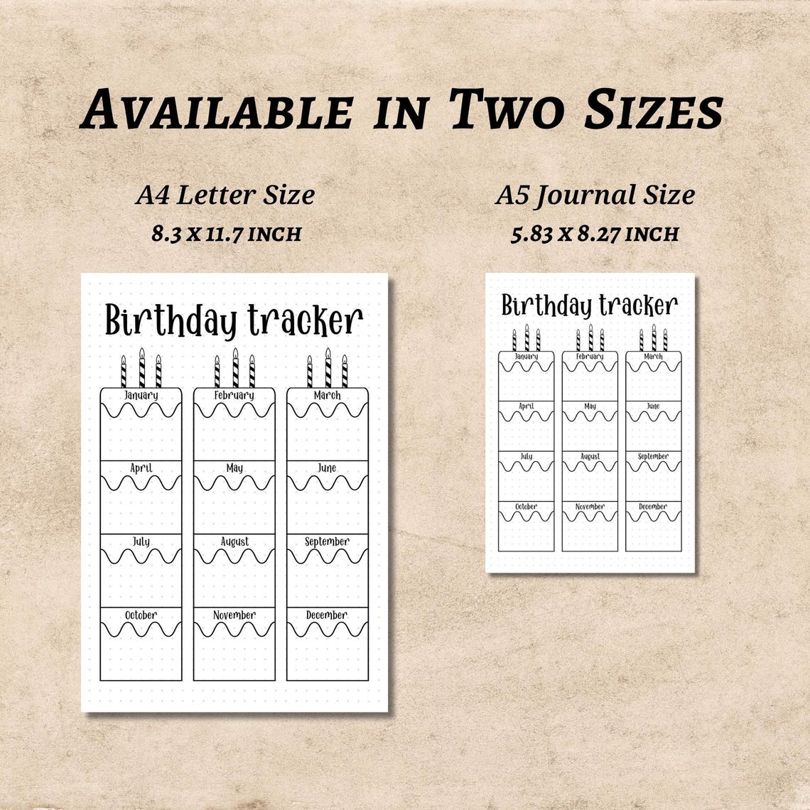 Birthday Tracker Journal Pages Printable Birthday Reminder Bujo ...
