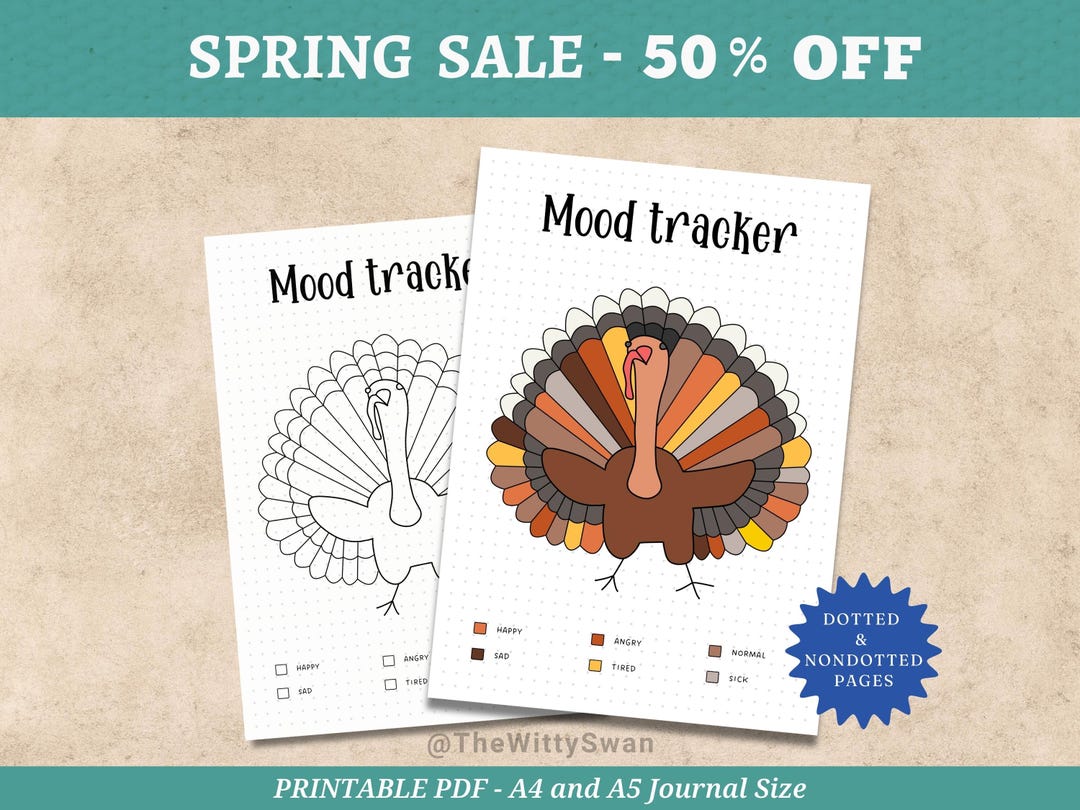 Turkey Mood Tracker Journal Pages Printable Mood Habit Tracker Bujo ...