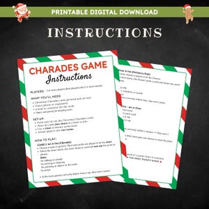 Christmas Charades Game - 96 Cards, Printable Party Games, Family ...